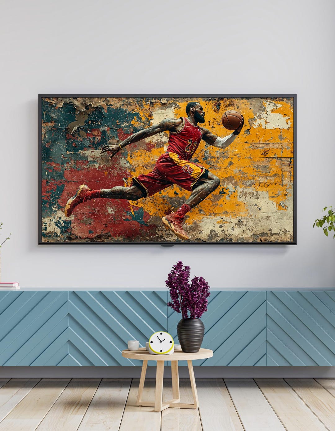 Samsung Frame TV Art, Stunning Basketball Player Action Portrait ...