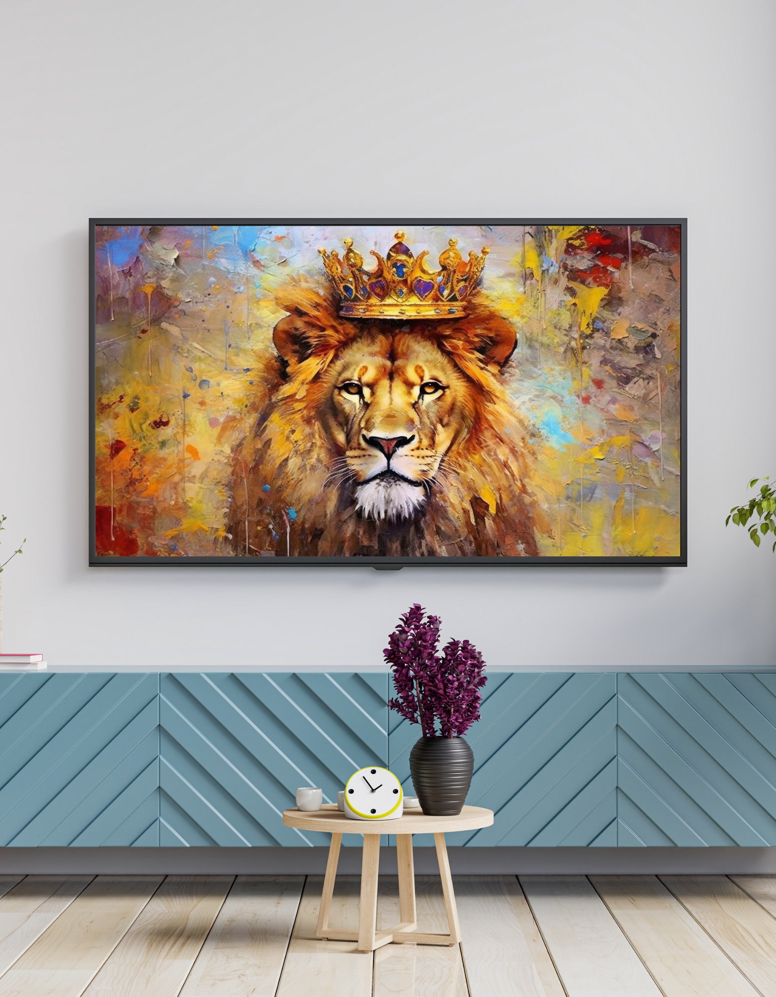 Samsung Frame TV Art, Absolutely Stunning Lion Art Painting, Abstract ...
