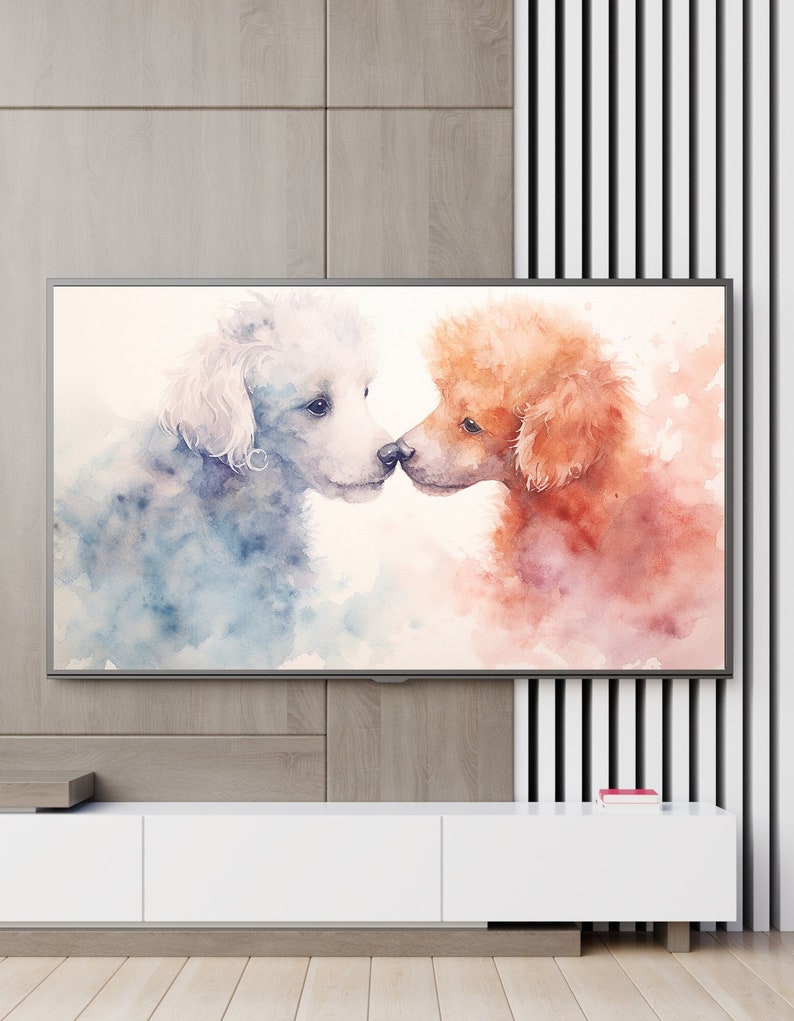 Watercolor Loving Poodles Art Collection - Samsung Tv Frame, Digital ...