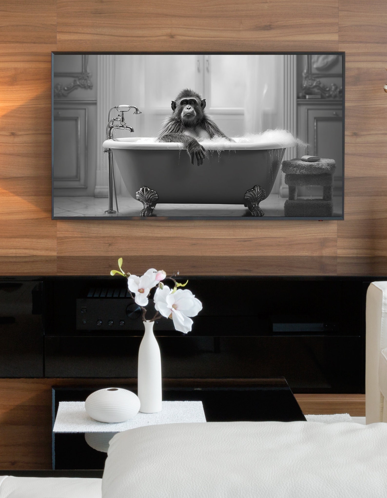 Samsung Frame TV Art, Monkey in the Bath, Surrealism, Instant Download ...