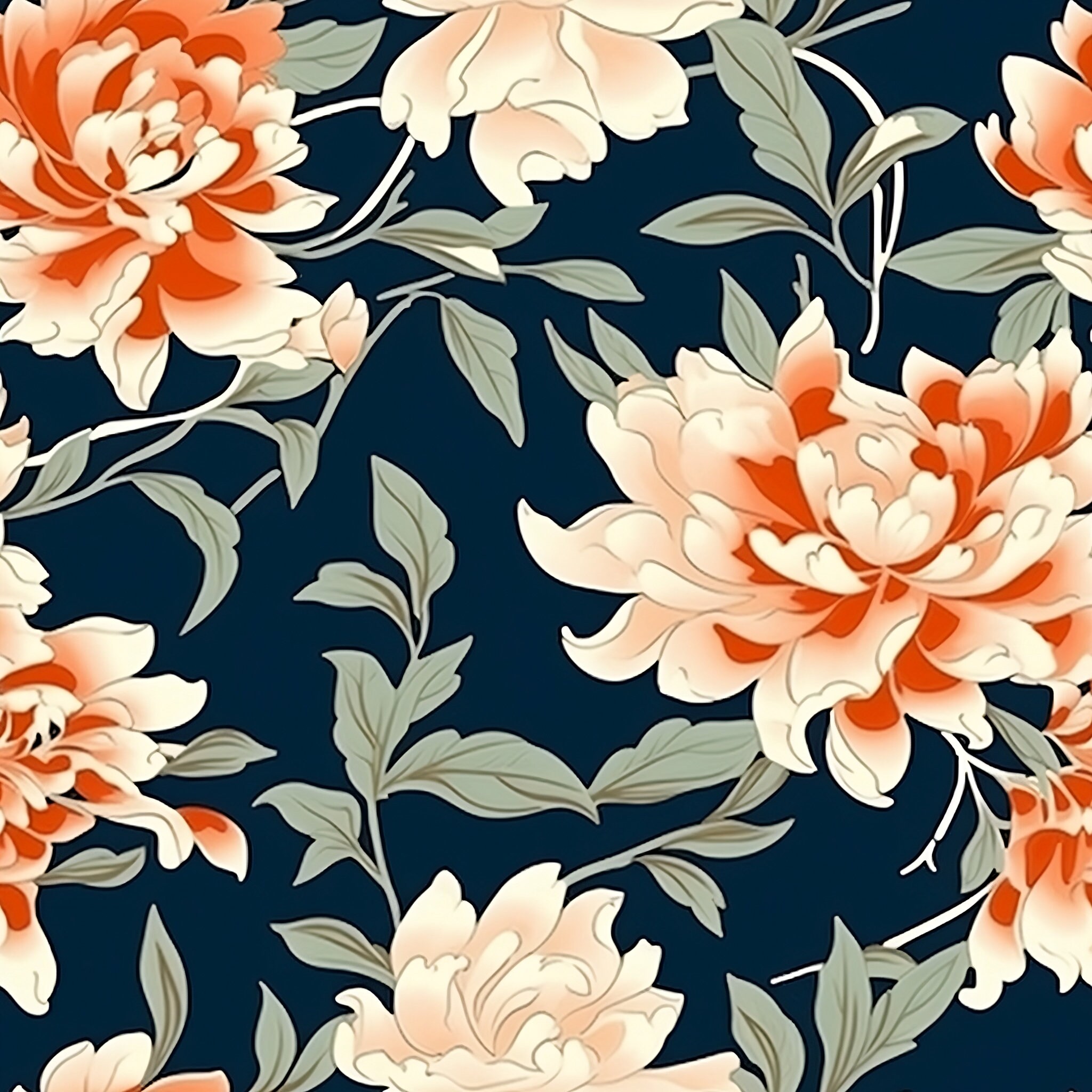 Japanese Style Flower Pattern - Etsy