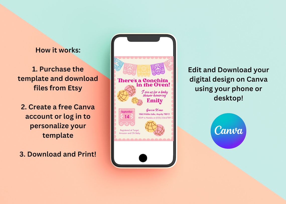 Concha Baby Shower Invitation: Editable Pan Dulce Template - Etsy