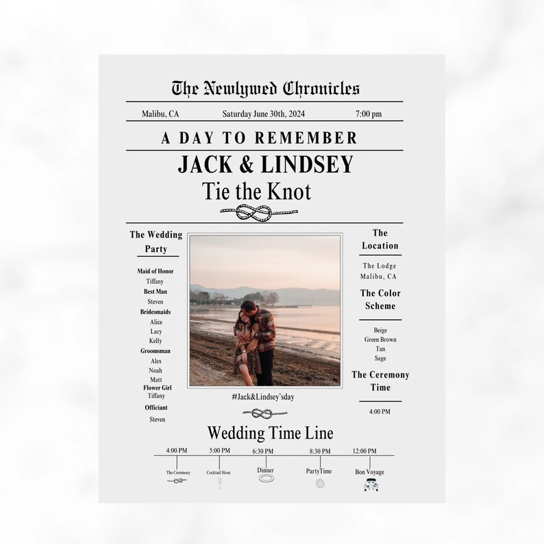 Wedding Newspaper Template | Wedding Program Letter Size - Etsy