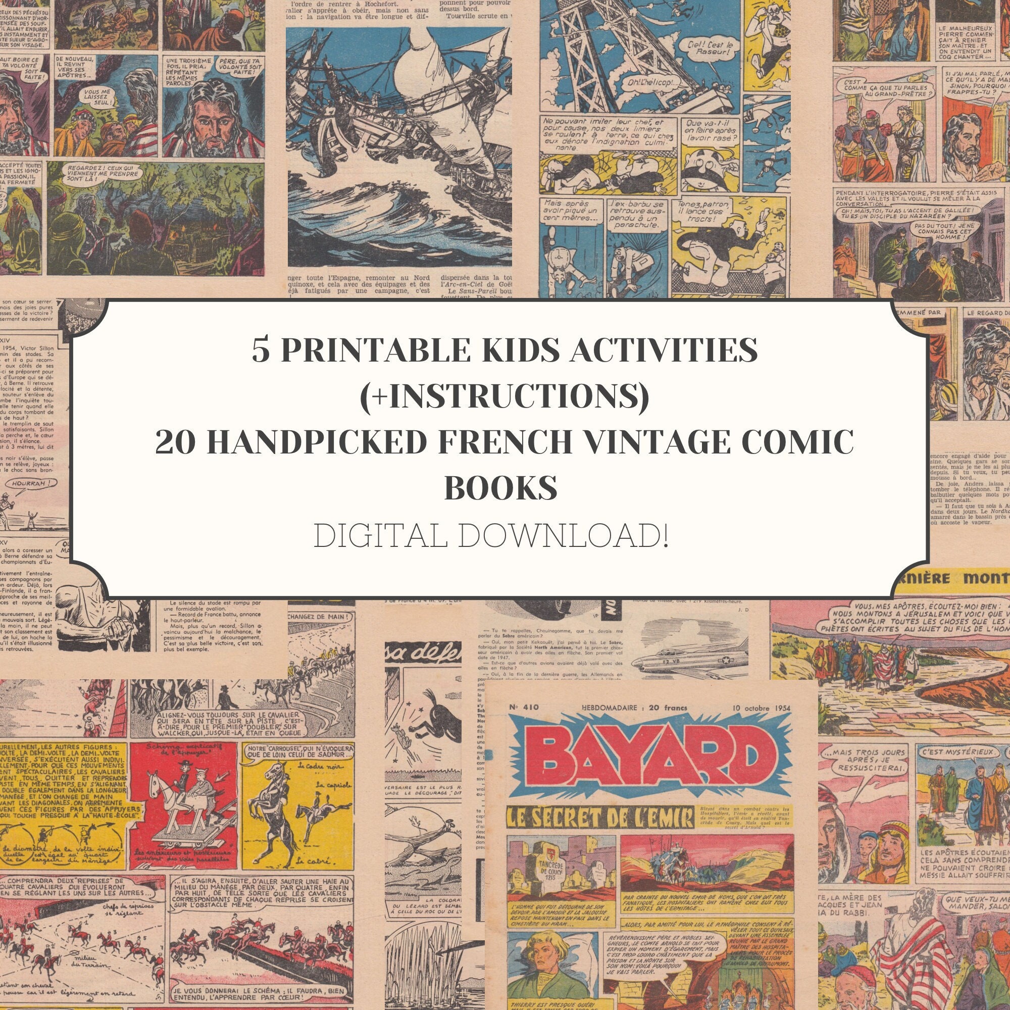 Printable Christmas Kid Activity With French Vintage Comic Books, Craft ...