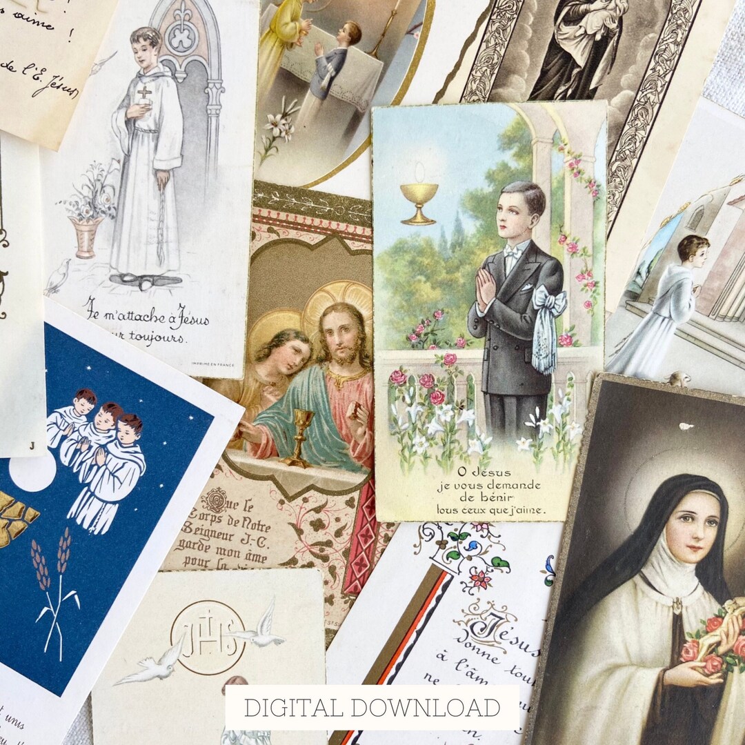12 French Printable Prayer Cards for Christian Scrapbook, Digital Faith ...