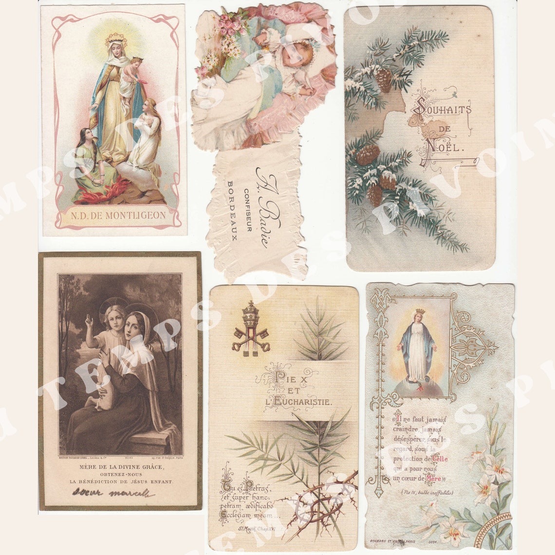 20 French Vintage Prayer Cards, Christian Digital Scrapbooking ...