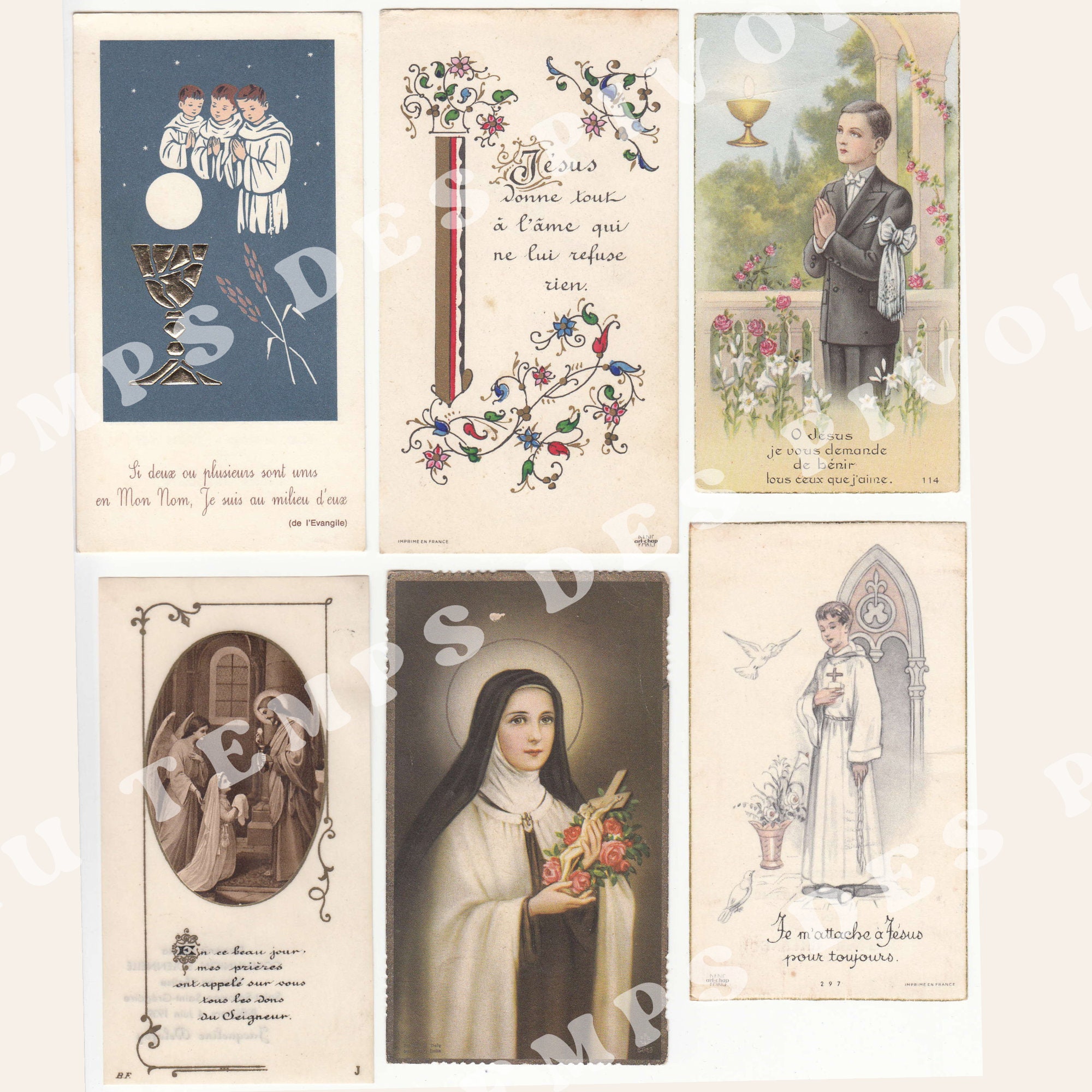 12 French Printable Prayer Cards for Christian Scrapbook, Digital Faith ...