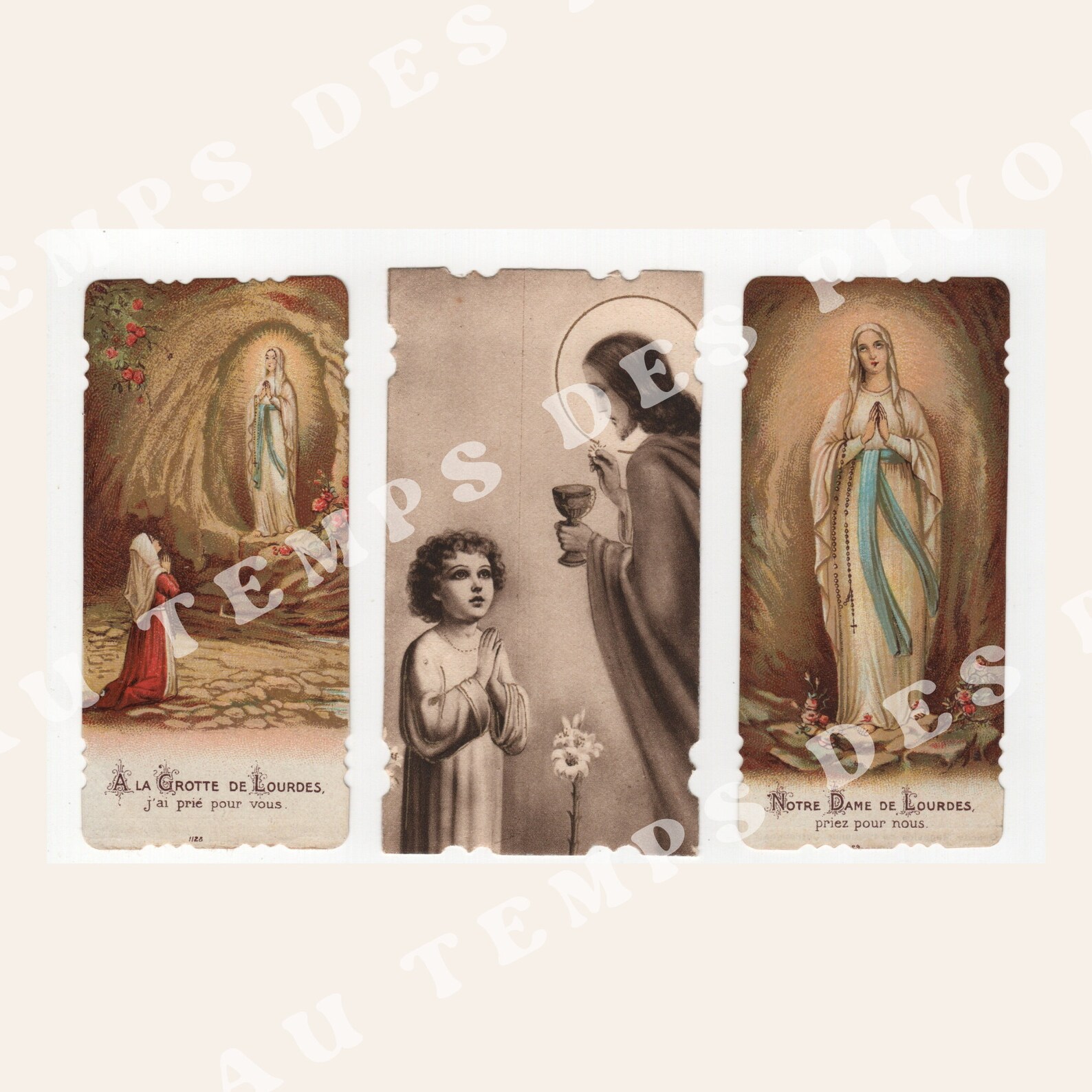 20 Printable French Vintage Prayer Cards, Digital Download Faith Cards ...