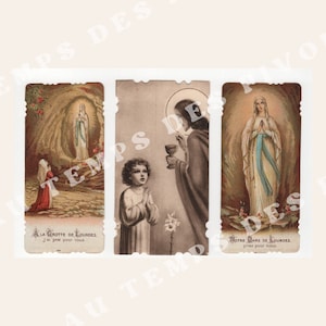 20 Printable French Vintage Prayer Cards, Digital Download Faith Cards ...