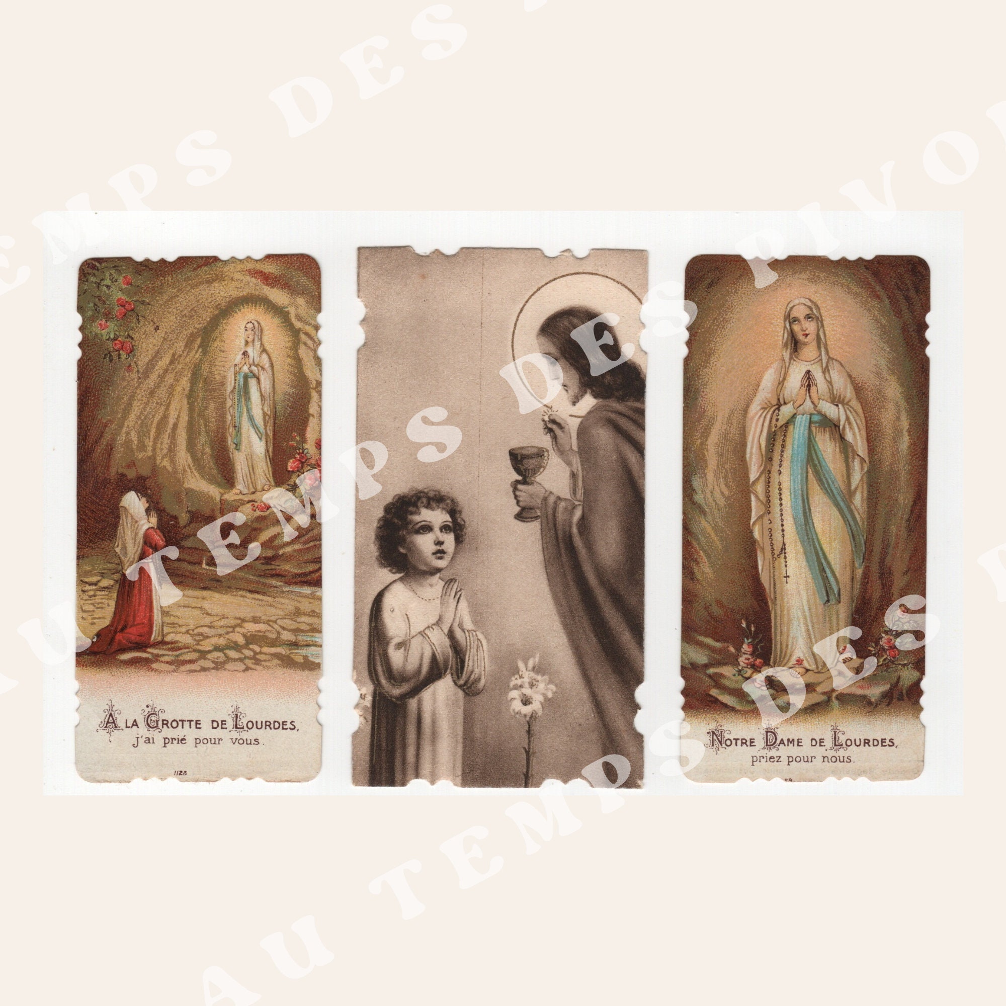 20 Printable French Vintage Prayer Cards, Digital Download Faith Cards ...