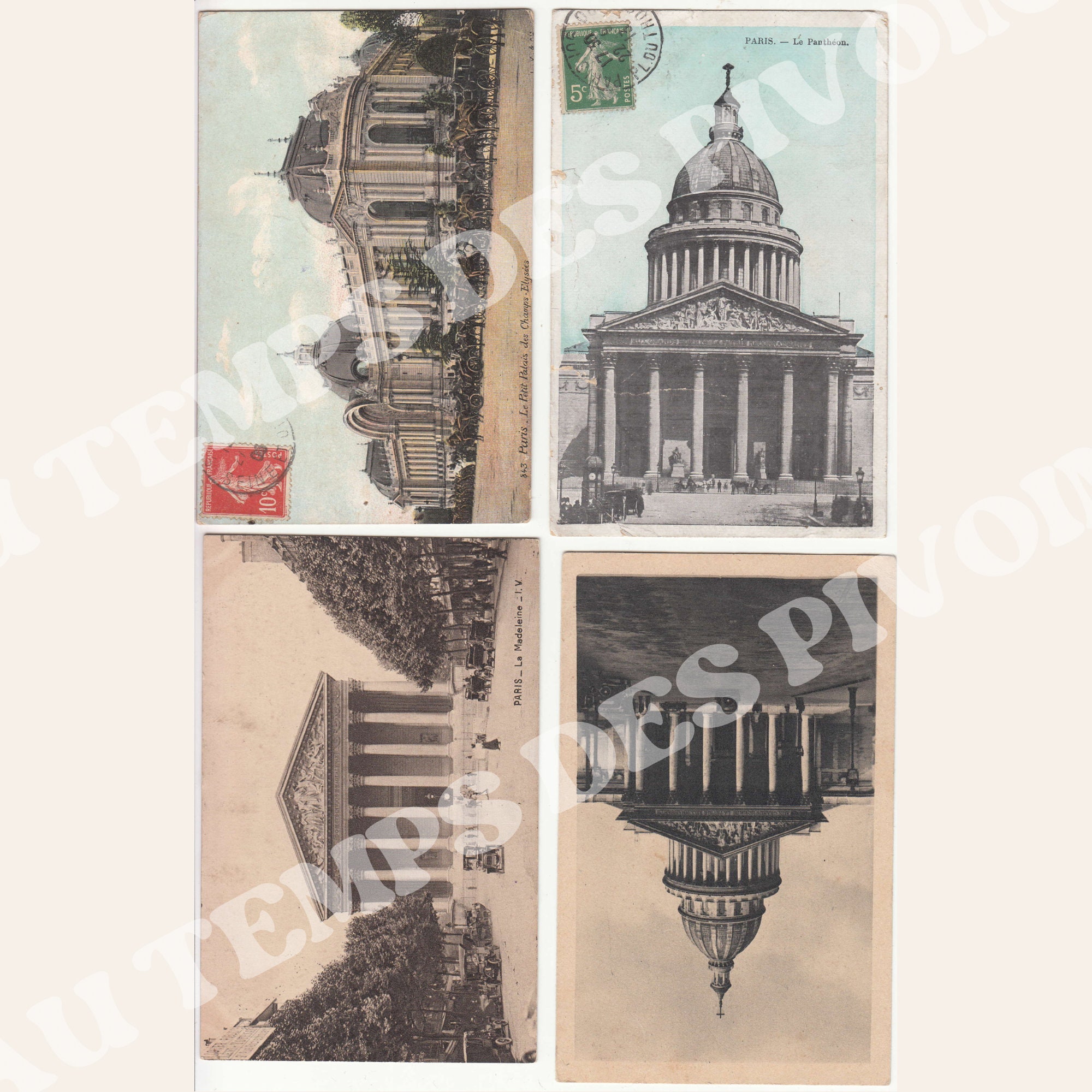 20 Vintage Paris Postcard Printables for Scrapbooking, Digital Blank ...