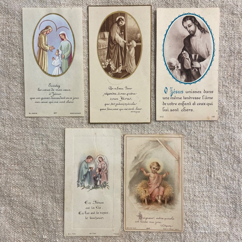 20 French Vintage Prayer Cards, Christian Digital Scrapbooking ...