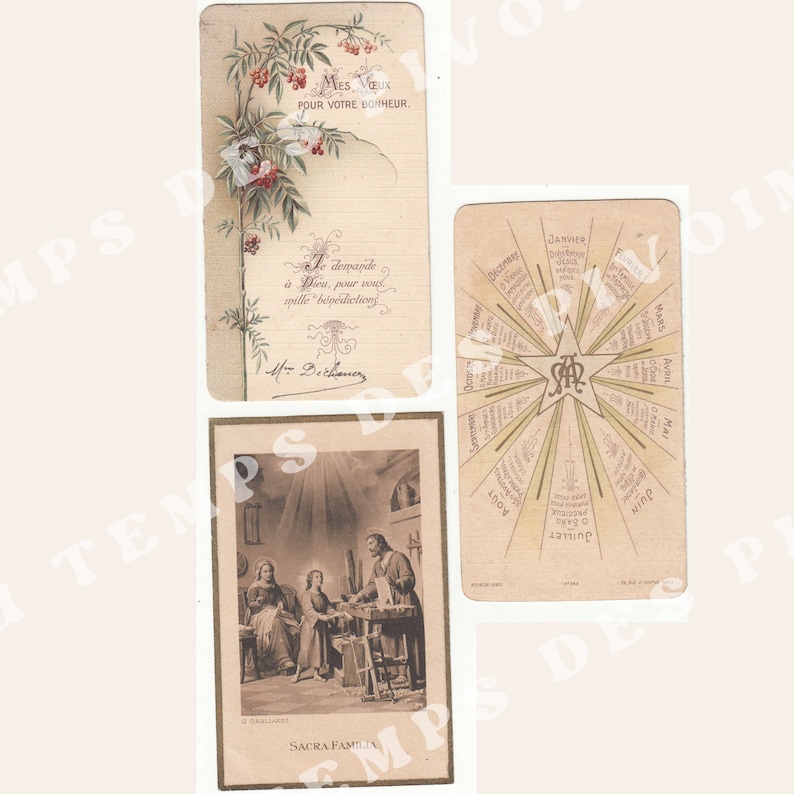 20 French Vintage Prayer Cards, Christian Digital Scrapbooking ...