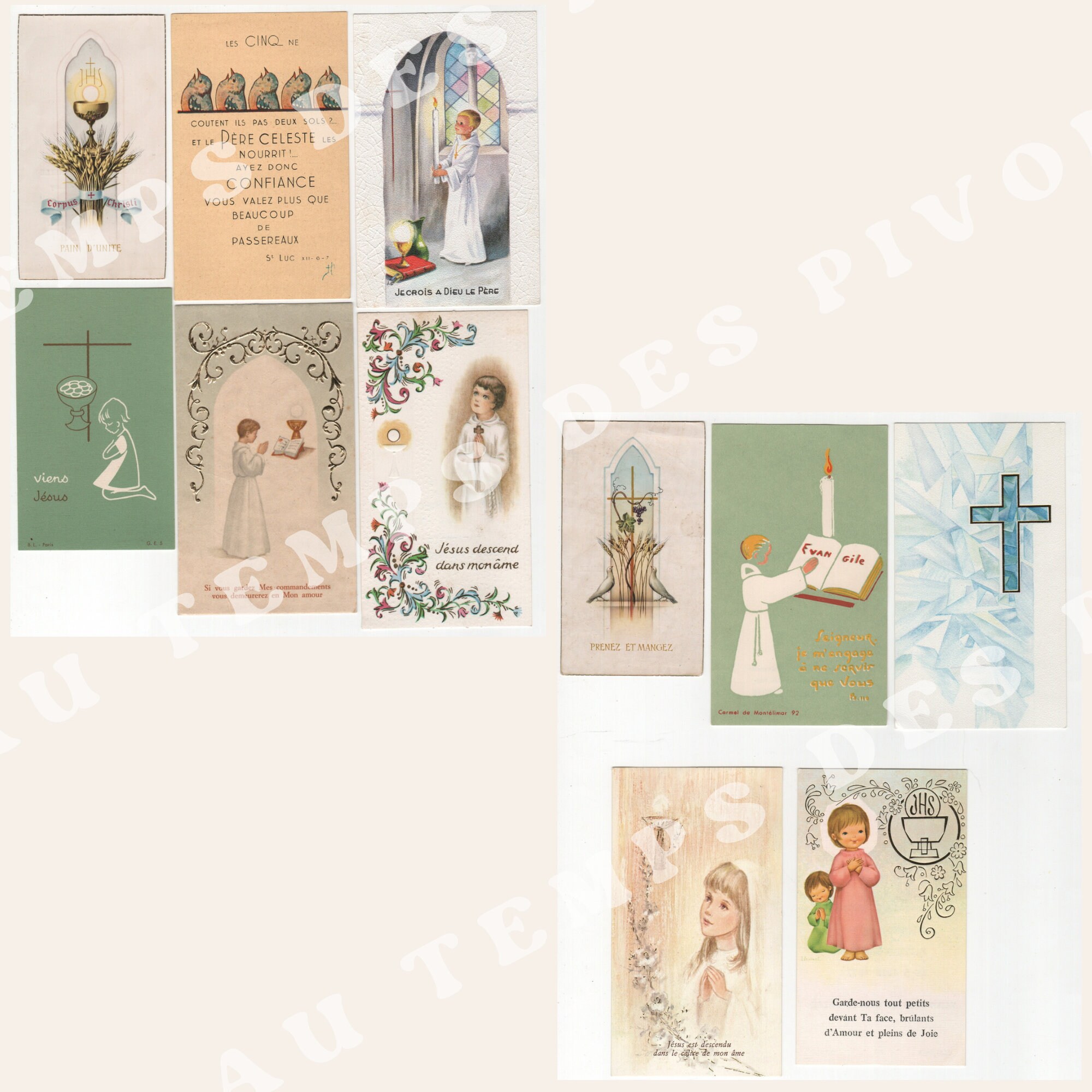 30 French Vintage Prayer Cards, Christian Digital Scrapbooking ...