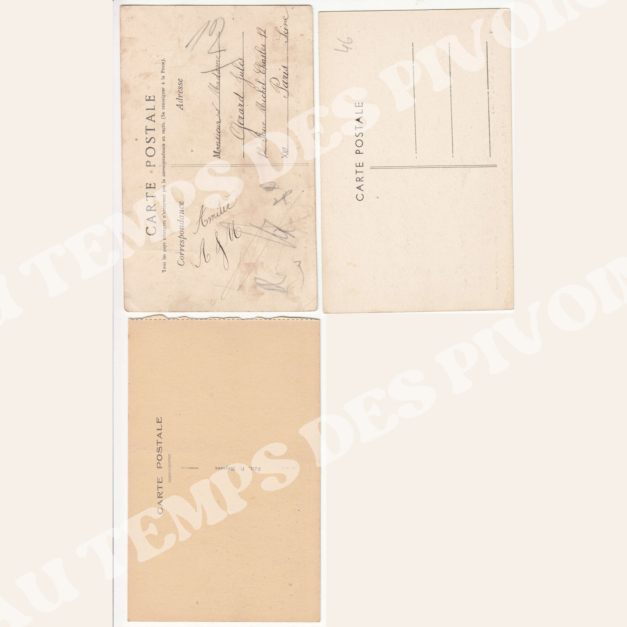 20 Vintage Paris Postcard Printables for Scrapbooking, Digital Blank ...