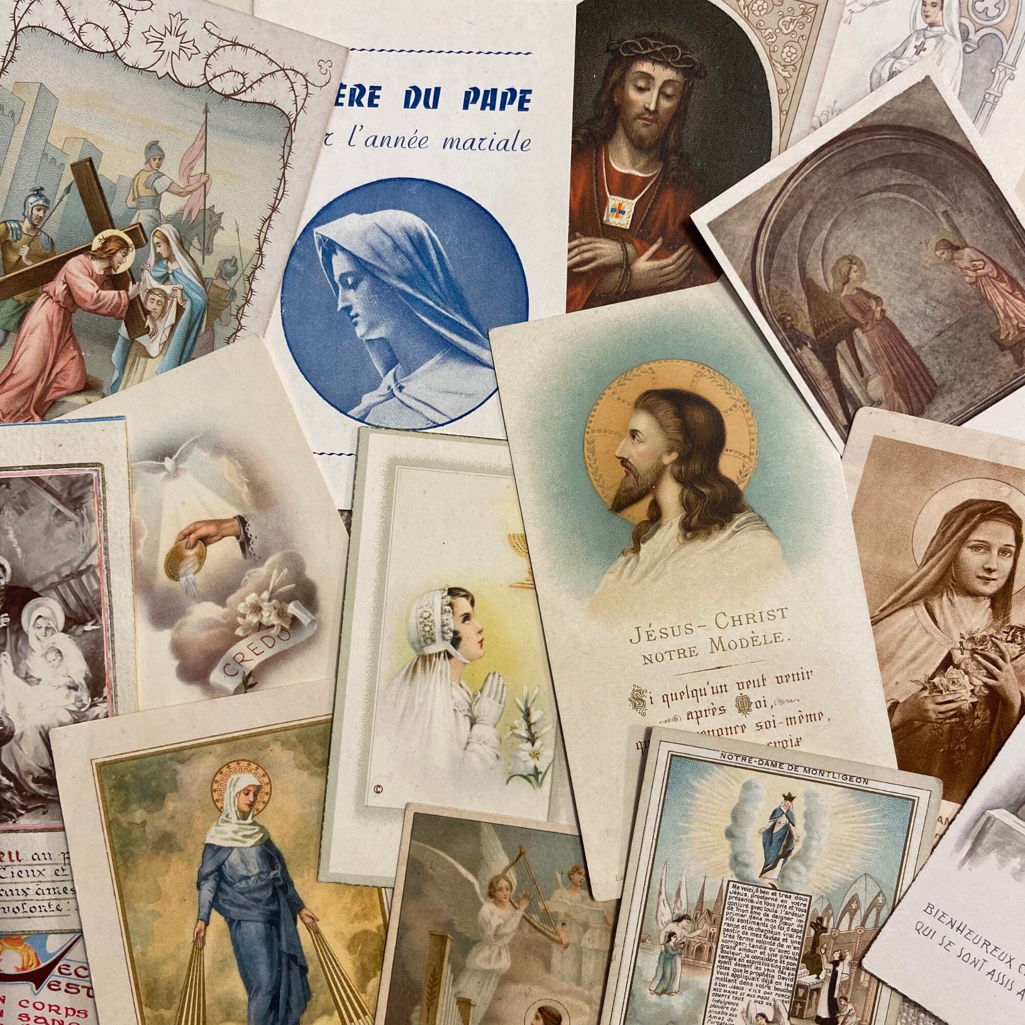 20 French Antique Prayer Cards, Catholic Digital Ephemera for Religious ...