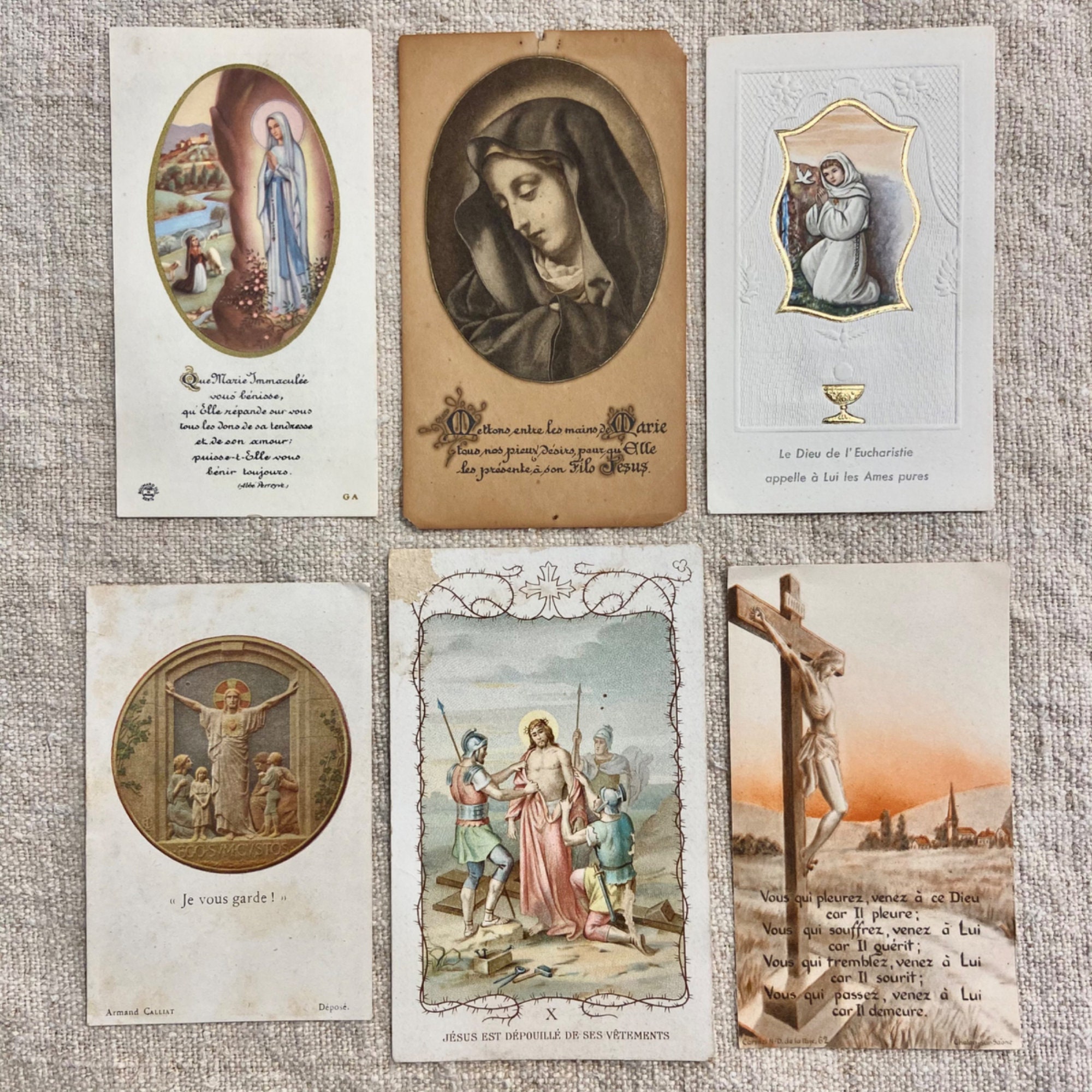 20 French Vintage Prayer Cards, Christian Digital Scrapbooking ...