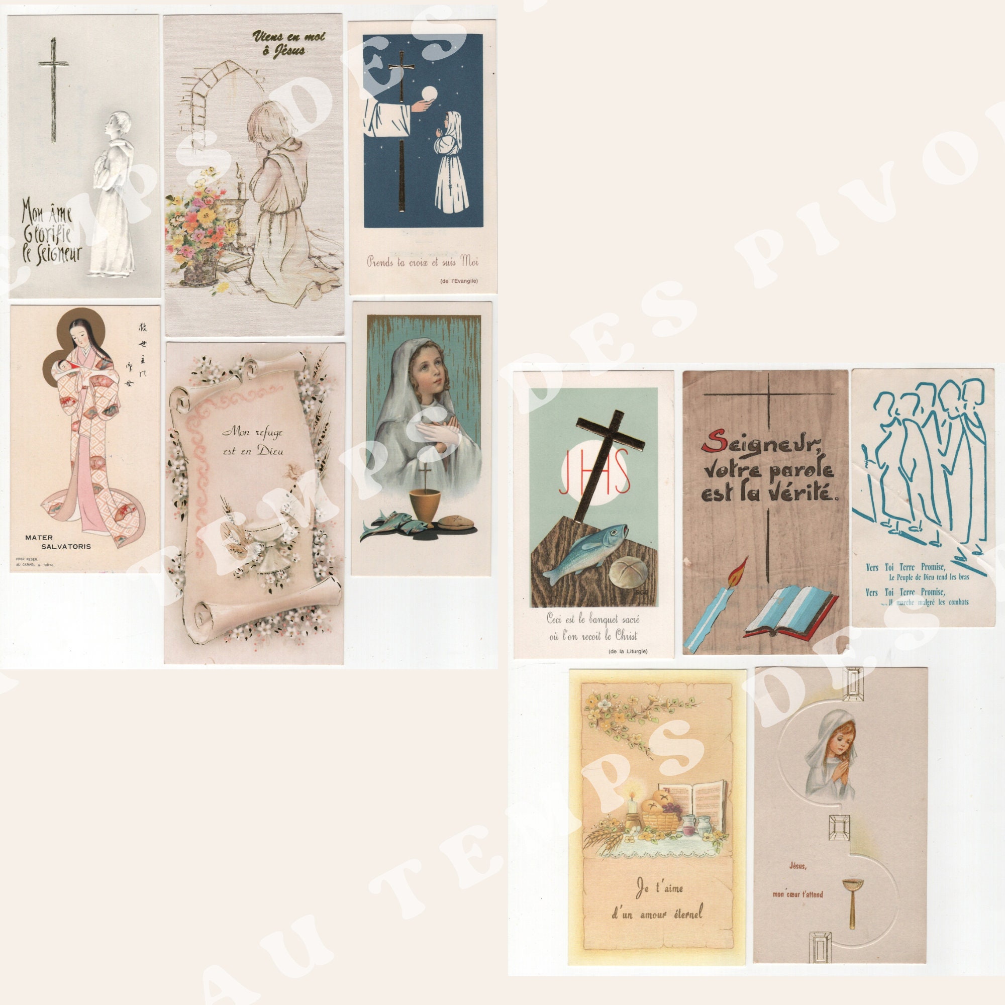 30 French Vintage Prayer Cards, Christian Digital Scrapbooking ...