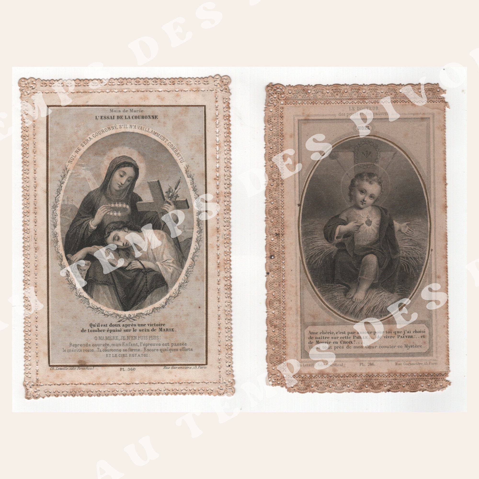 French Lace Prayer Cards: Antique Catholic Ephemera (digital Download ...