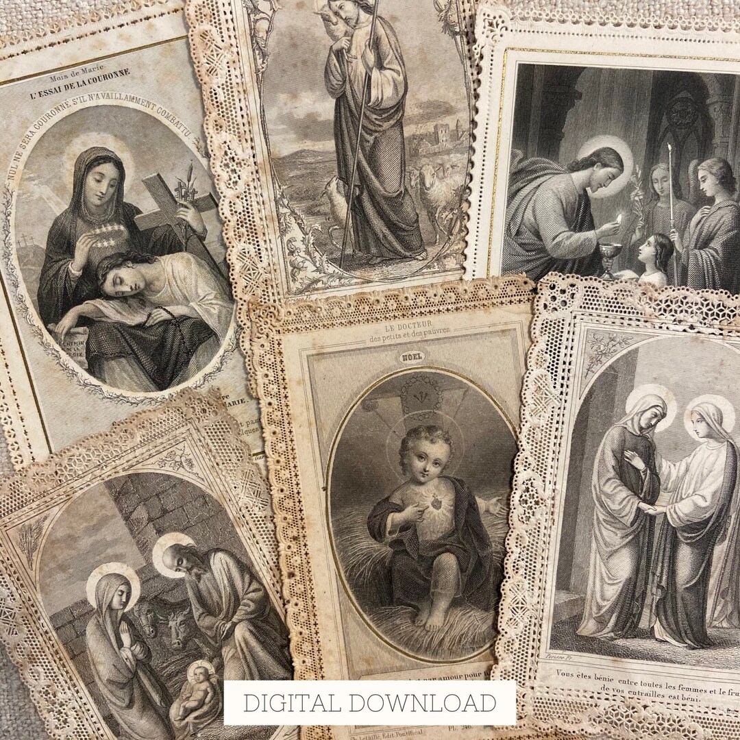 French Lace Prayer Cards: Antique Catholic Ephemera (digital Download ...