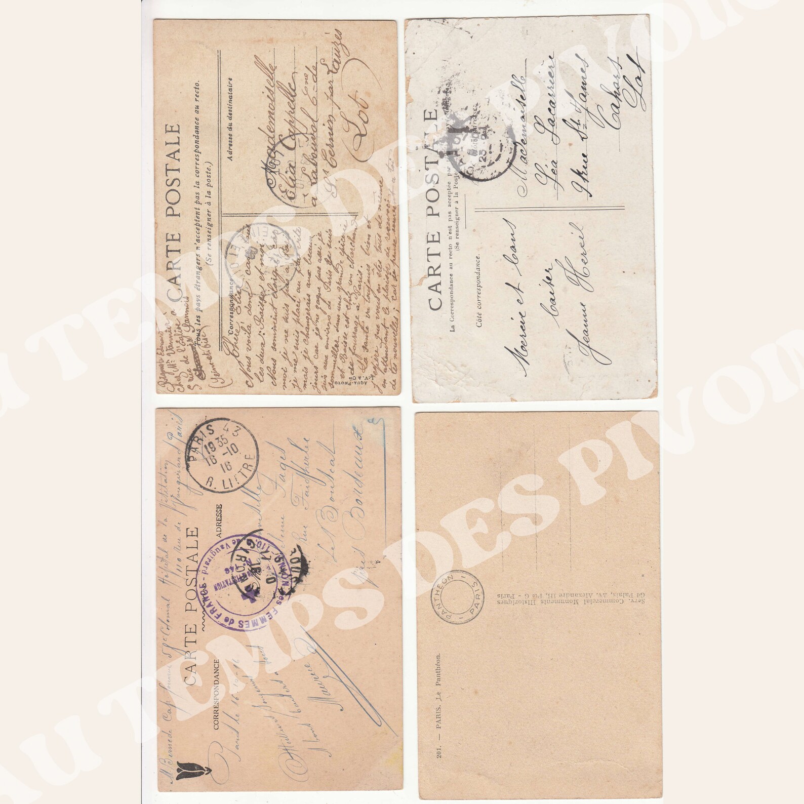 20 Vintage Paris Postcard Printables for Scrapbooking, Digital Blank ...