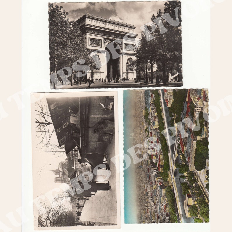 20 Vintage Paris Postcard Printables for Scrapbooking, Digital Blank ...