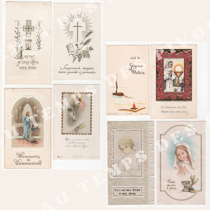 30 French Vintage Prayer Cards, Christian Digital Scrapbooking ...