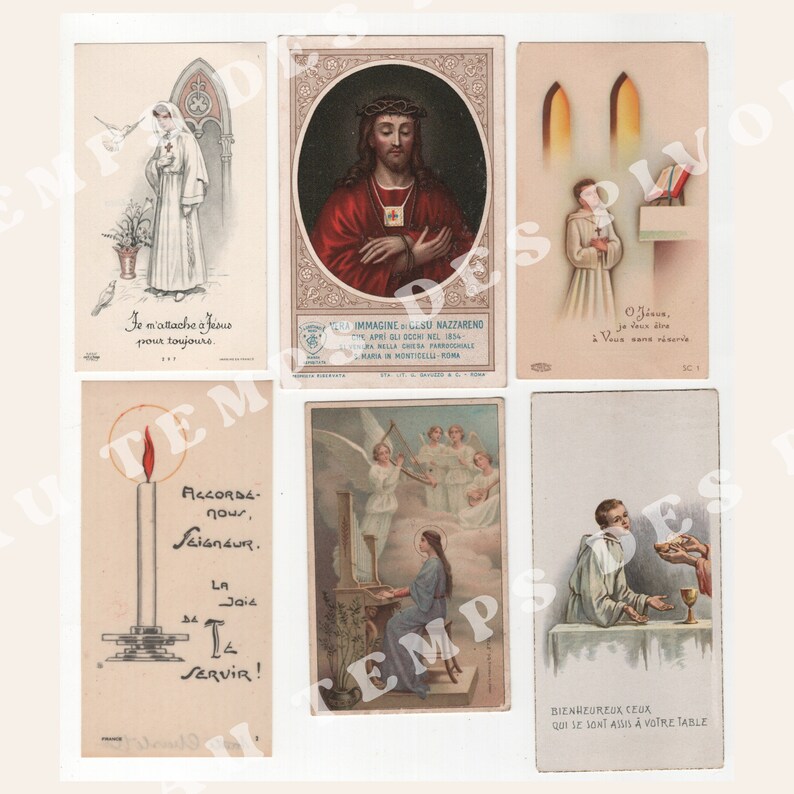 French Antique Prayer Cards: Catholic Ephemera for Junk Journals ...