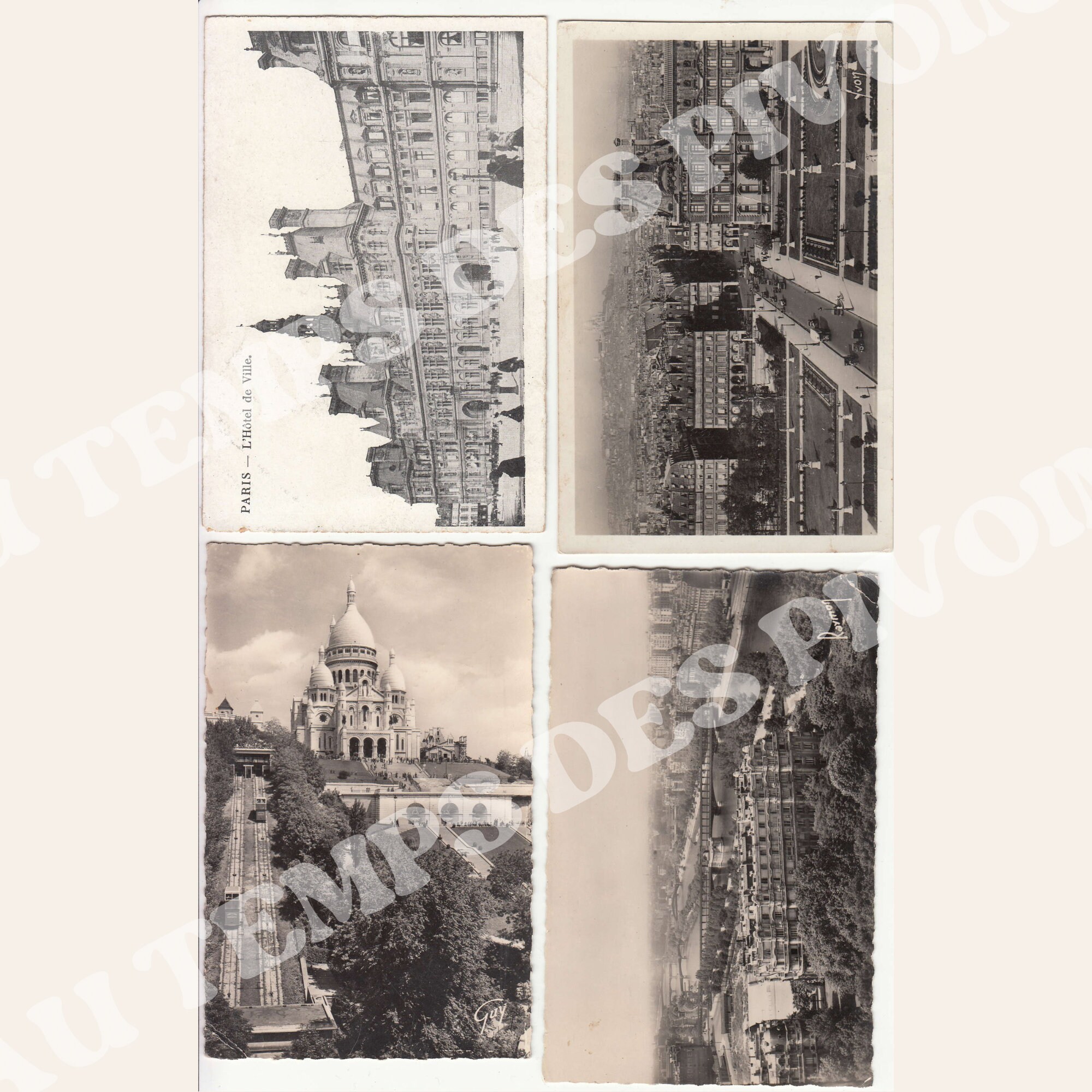 20 Vintage Paris Postcard Printables for Scrapbooking, Digital Blank ...