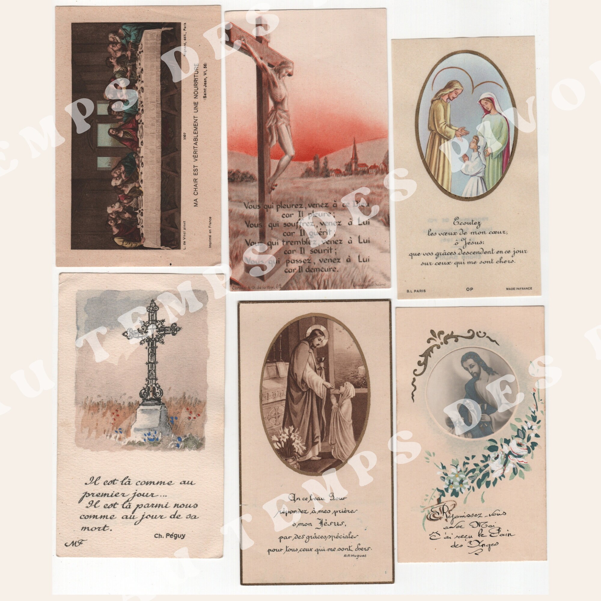 20 French Vintage Prayer Cards, Christian Digital Scrapbooking ...