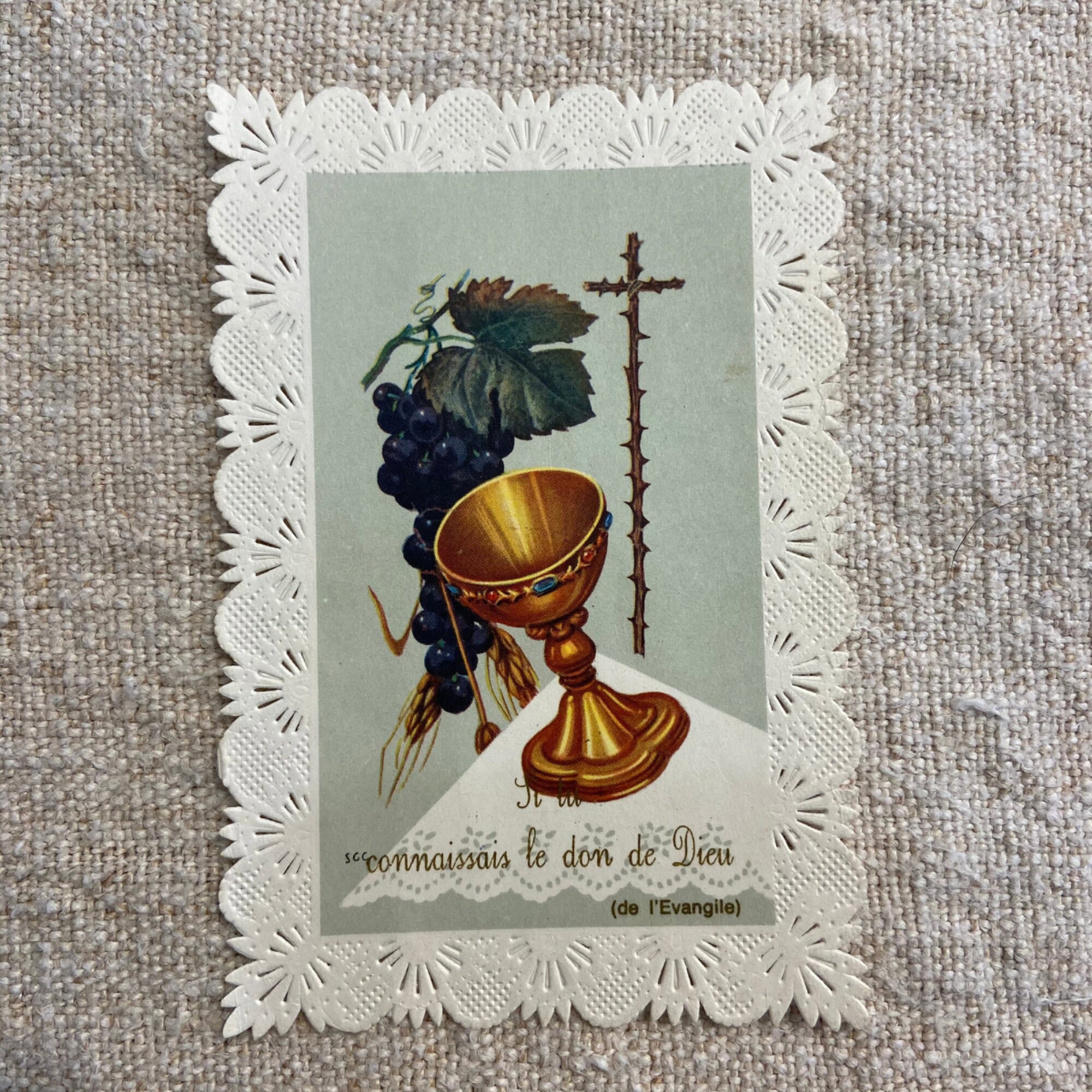 5 French Lace Prayer Cards, Antique Vintage Printable Religious ...