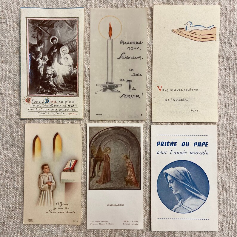 20 French Antique Prayer Cards, Catholic Digital Ephemera for Religious ...