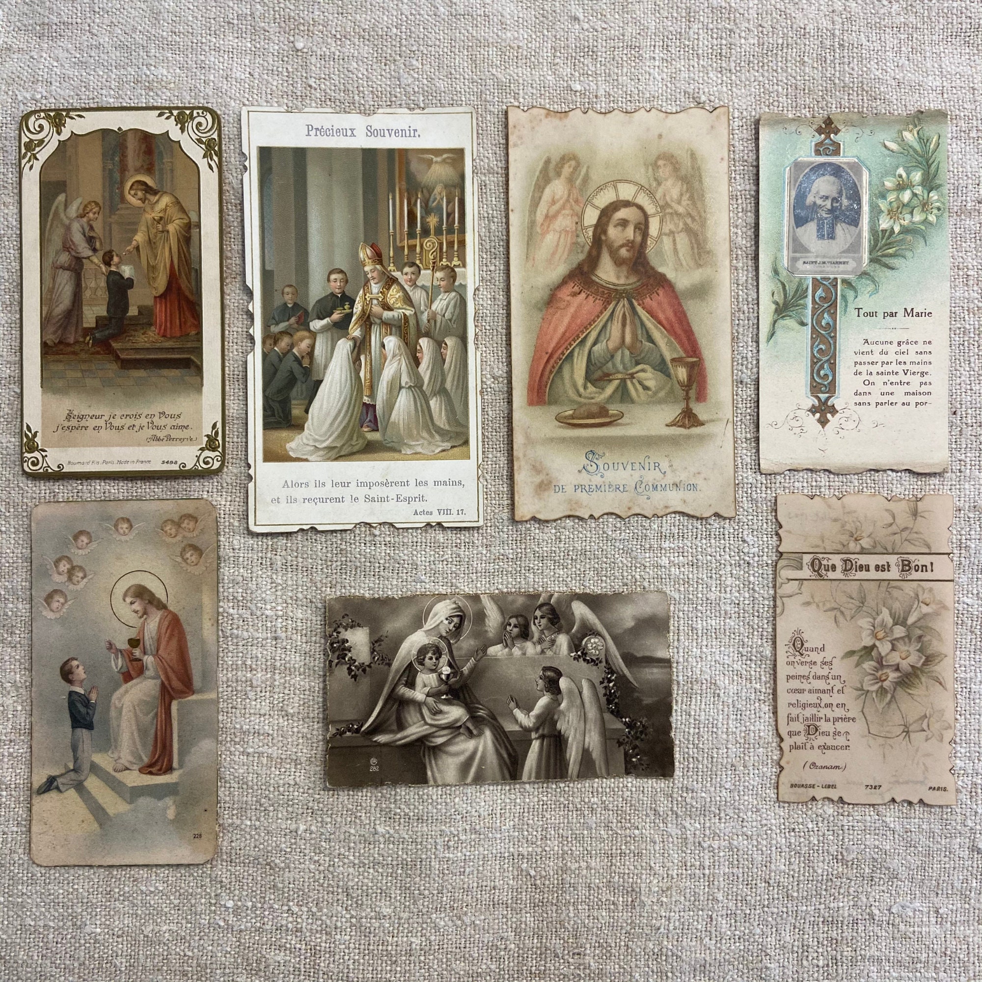 20 Printable French Vintage Prayer Cards, Digital Download Faith Cards ...