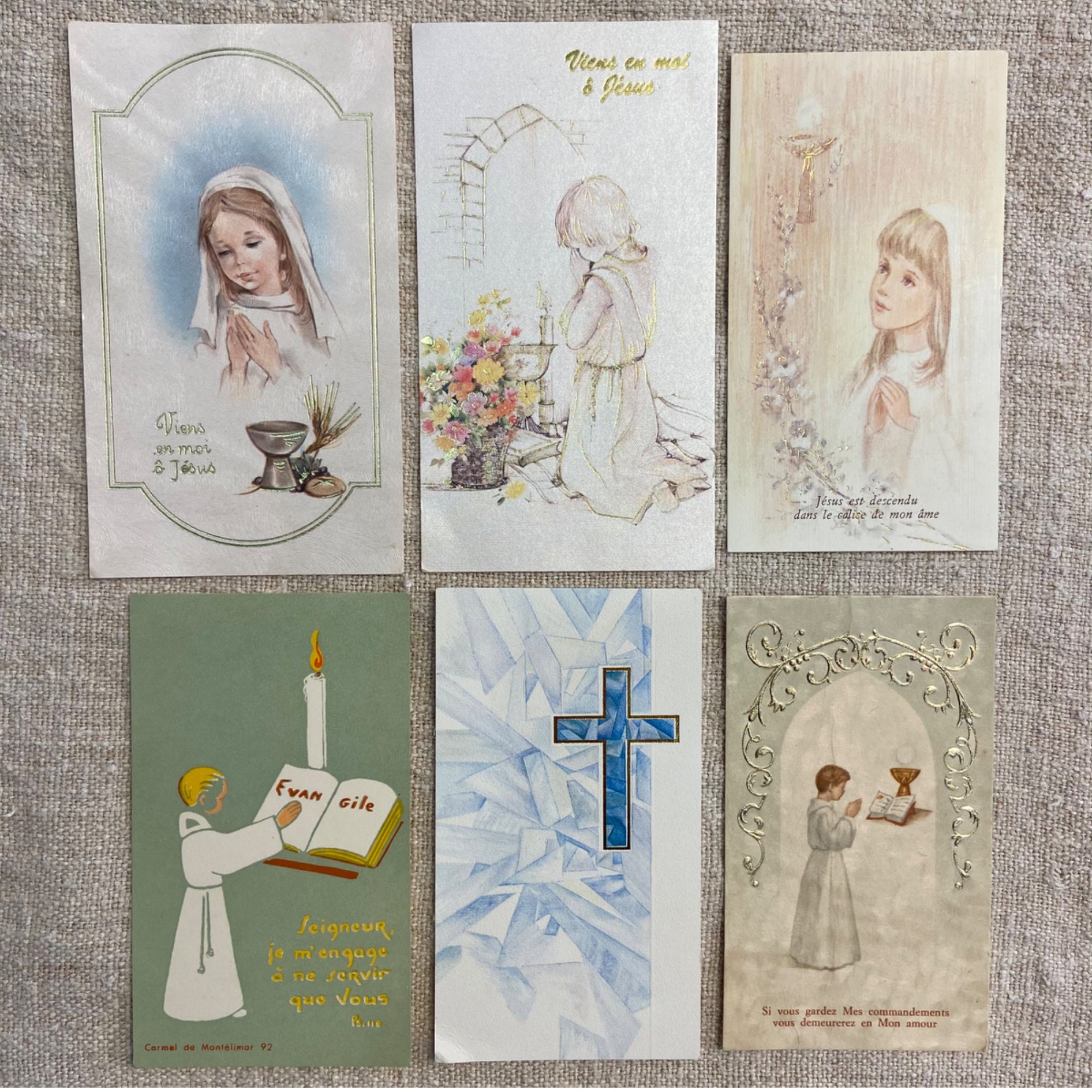30 French Vintage Prayer Cards, Christian Digital Scrapbooking ...