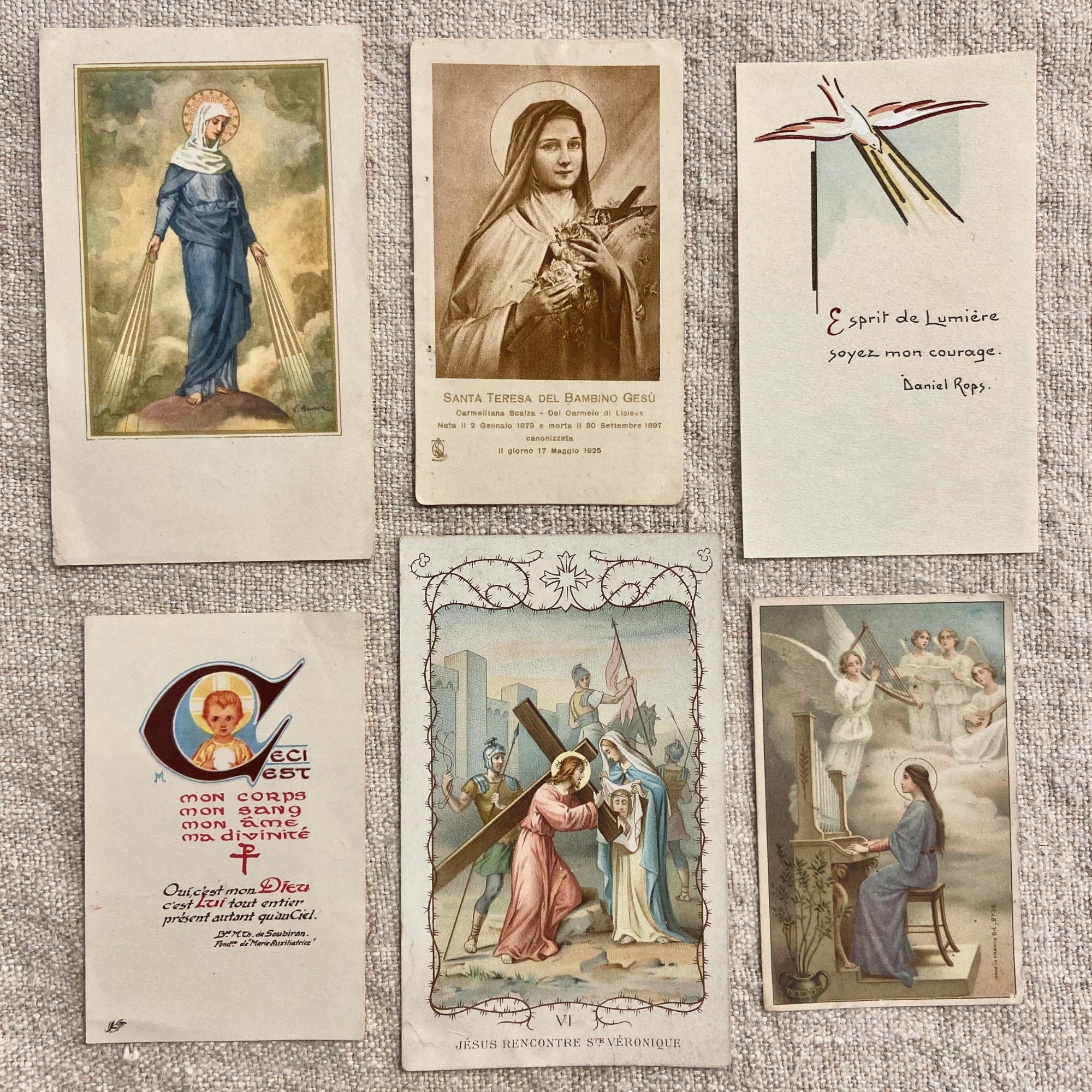 20 French Antique Prayer Cards, Catholic Digital Ephemera for Religious ...