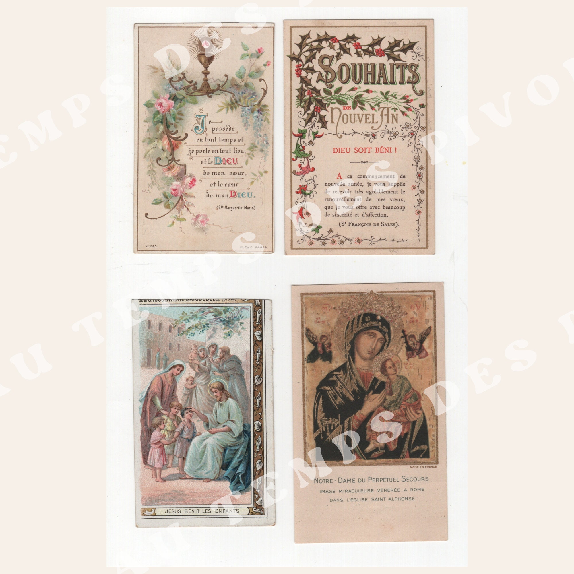 20 French Antique Prayer Cards, Printable Religious Ephemera, Digital ...