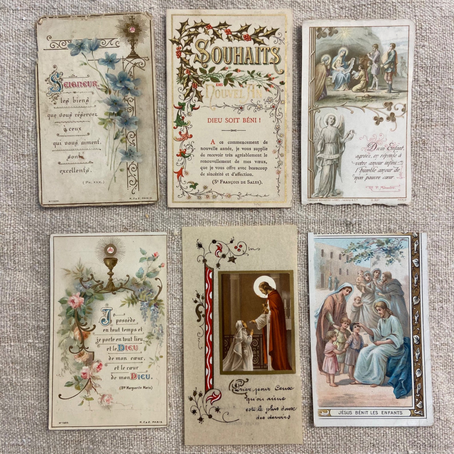 20 French Antique Prayer Cards, Printable Religious Ephemera, Digital ...