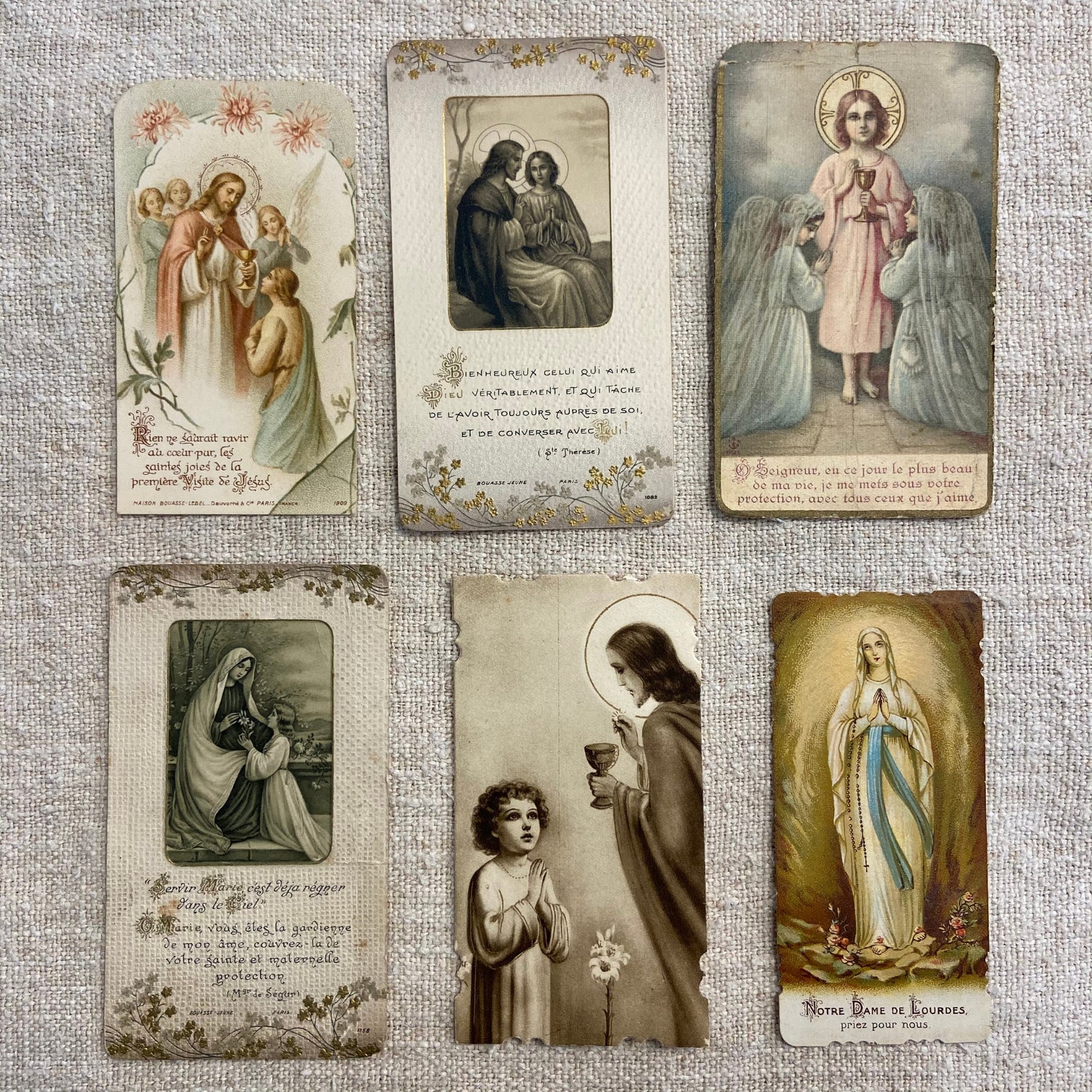 20 Printable French Vintage Prayer Cards, Digital Download Faith Cards ...