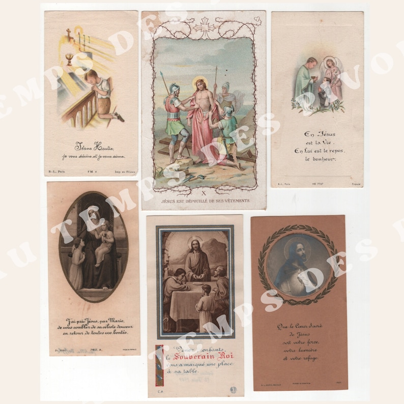 20 French Vintage Prayer Cards, Christian Digital Scrapbooking ...
