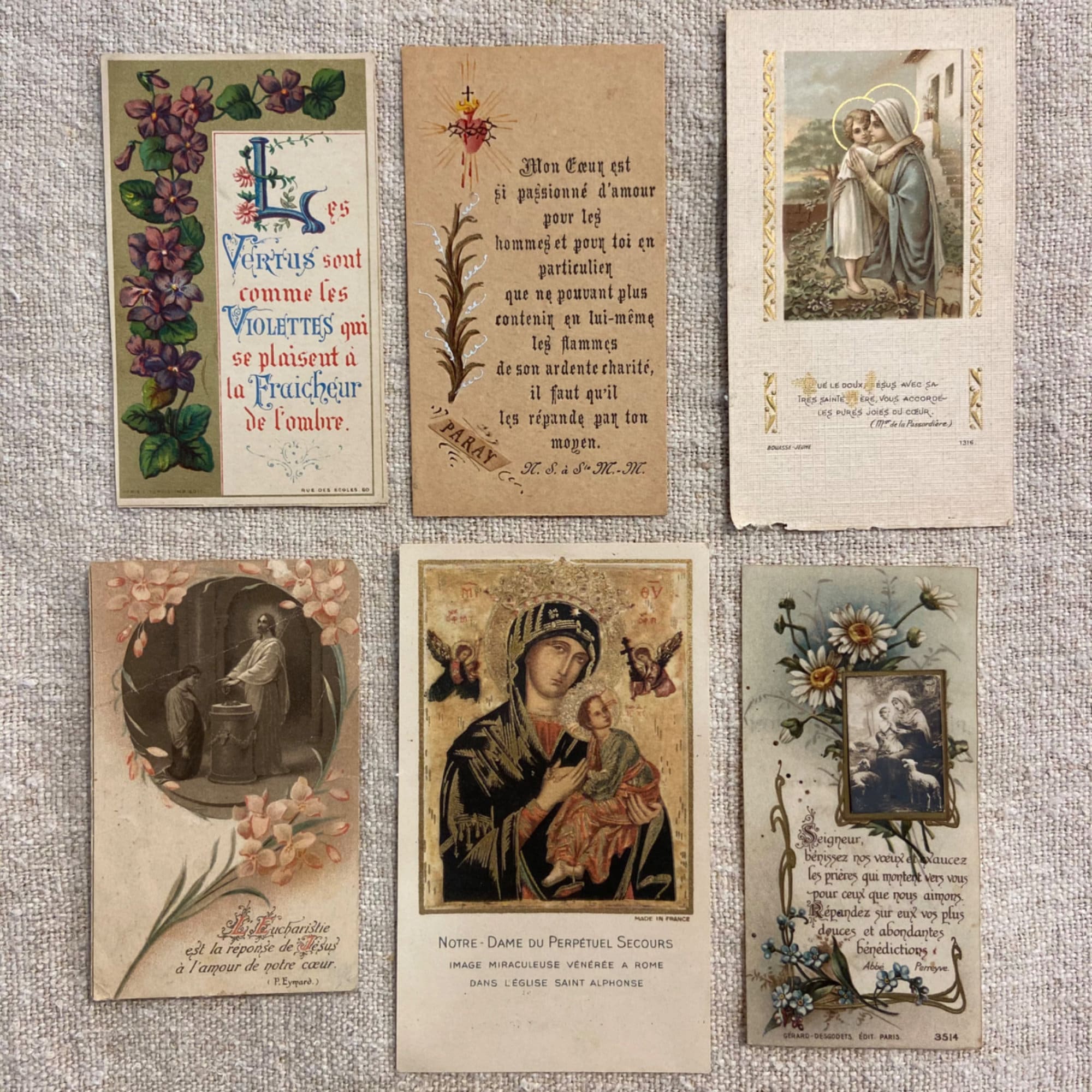 20 French Antique Prayer Cards, Printable Religious Ephemera, Digital ...