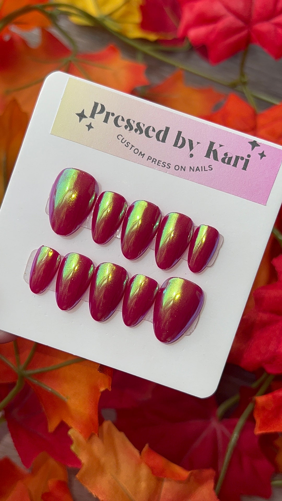 Cranberry Chrome Fall Nails - Etsy