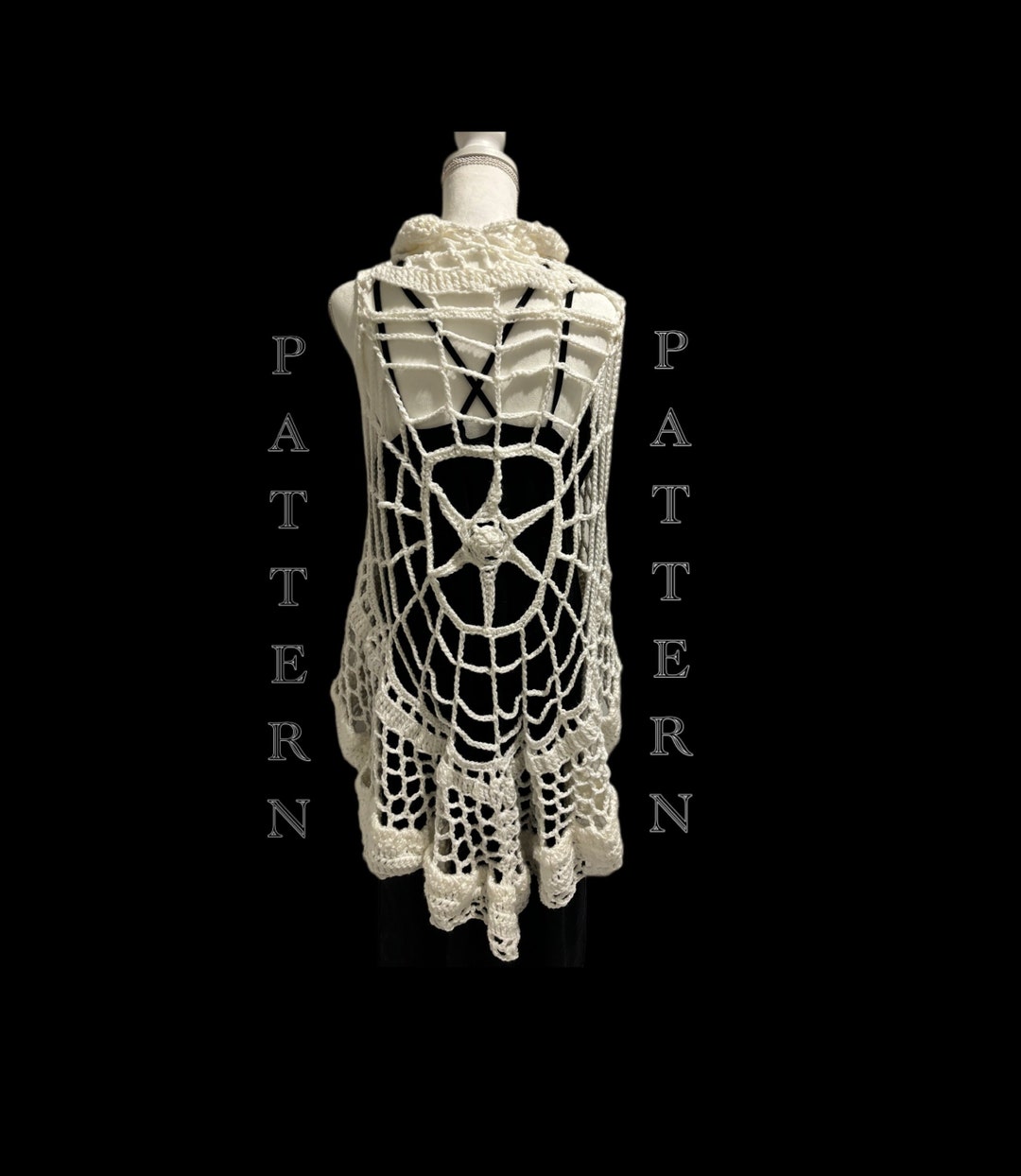 Web Vest PATTERN, Crochet Web Pattern, White Witch Sweater Vest ...