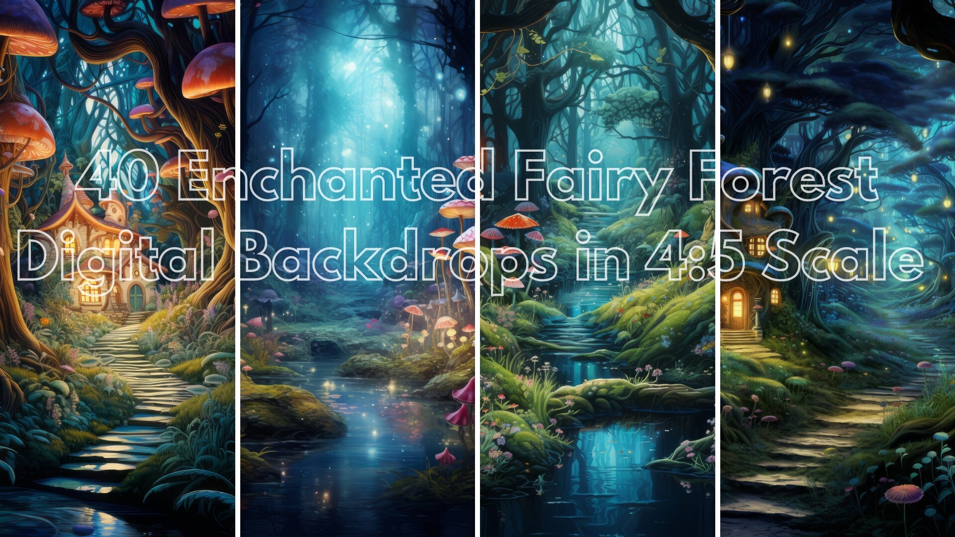 Mega Pack of 40 Enchanted Fairy & Elven Forest Backdrops for Photoshop ...
