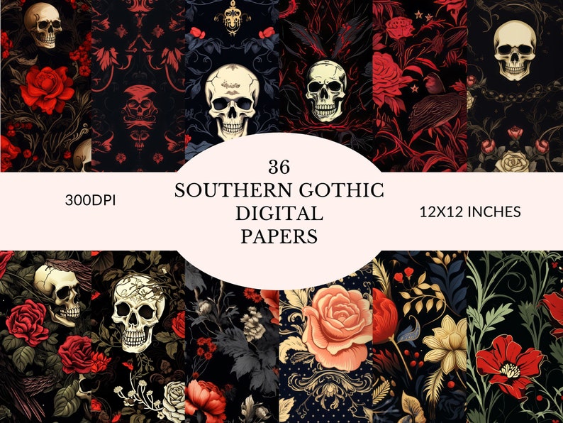 Southern Gothic Digital Papers - Enhanced Quality - Perfect for Crafts ...