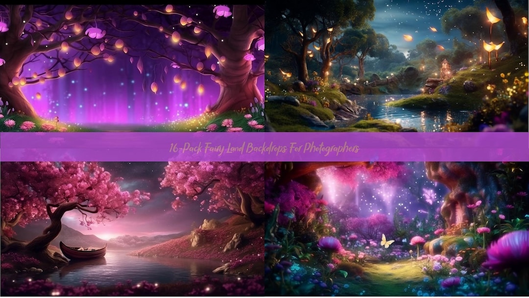 16-pack Digital Fairy Backdrops, High-quality Photoshop Overlays ...
