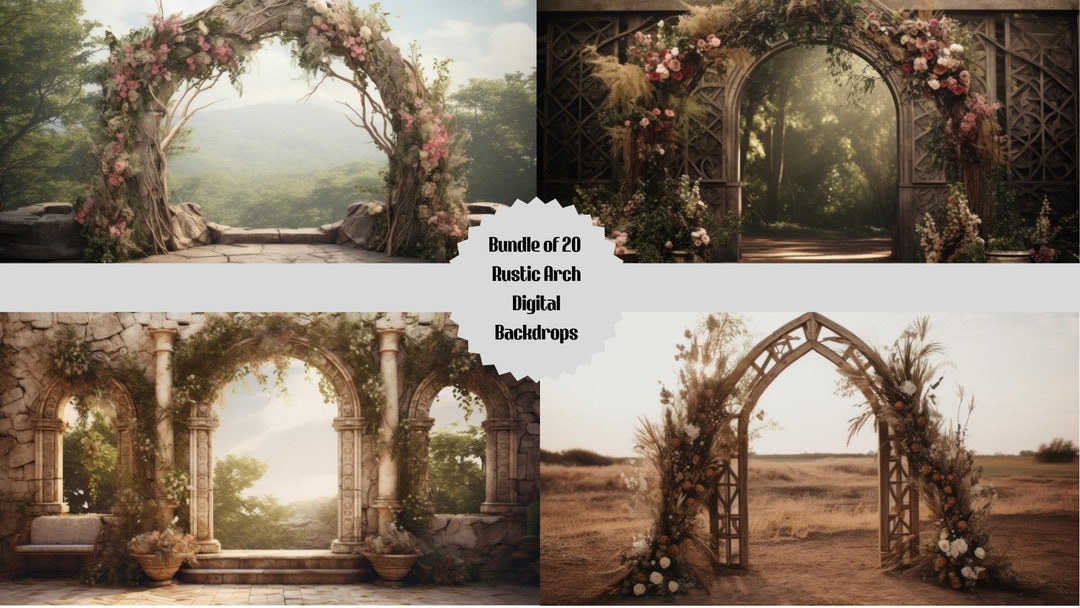 Rustic Arch Bundle: Wedding & Anniversary Backdrops for Boho Vibes, 20 ...