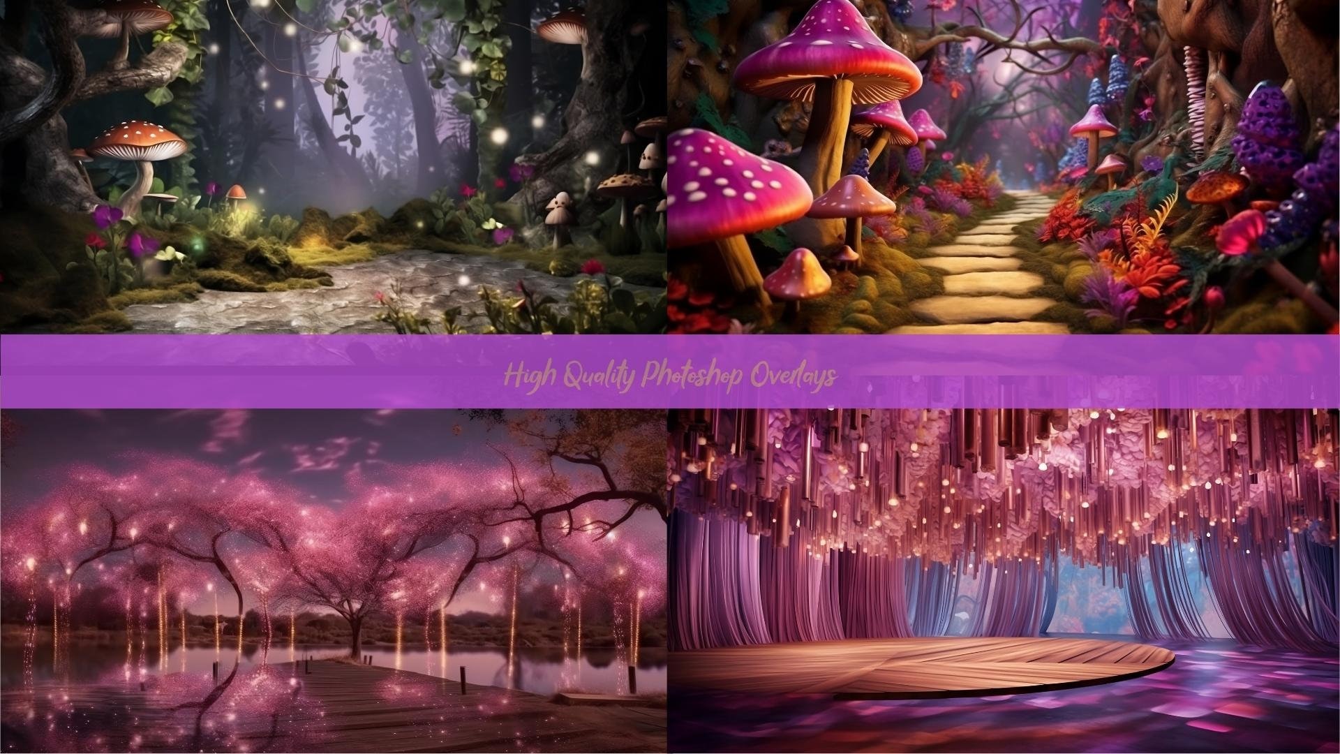 16-pack Digital Fairy Backdrops, High-quality Photoshop Overlays ...