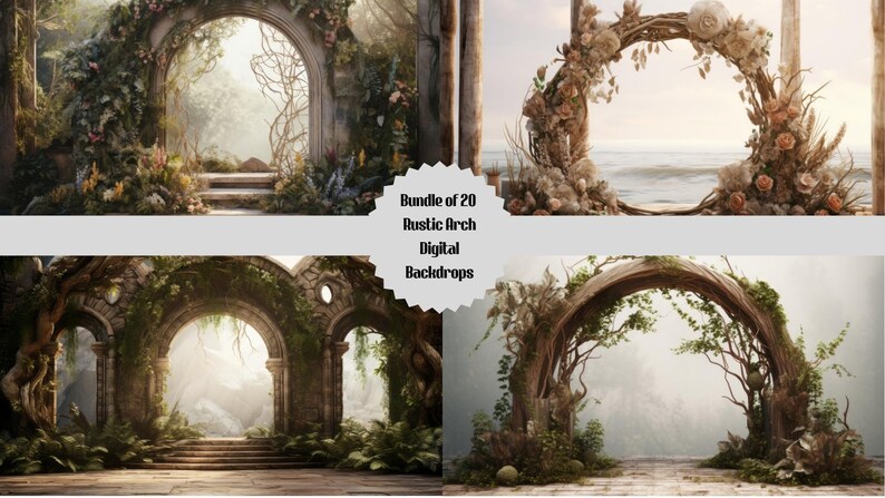 Rustic Arch Bundle: Wedding & Anniversary Backdrops for Boho Vibes, 20 ...