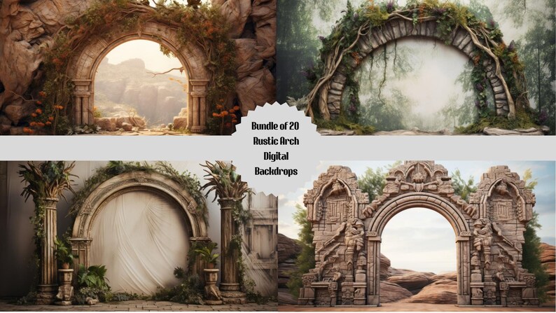 Rustic Arch Bundle: Wedding & Anniversary Backdrops for Boho Vibes, 20 ...