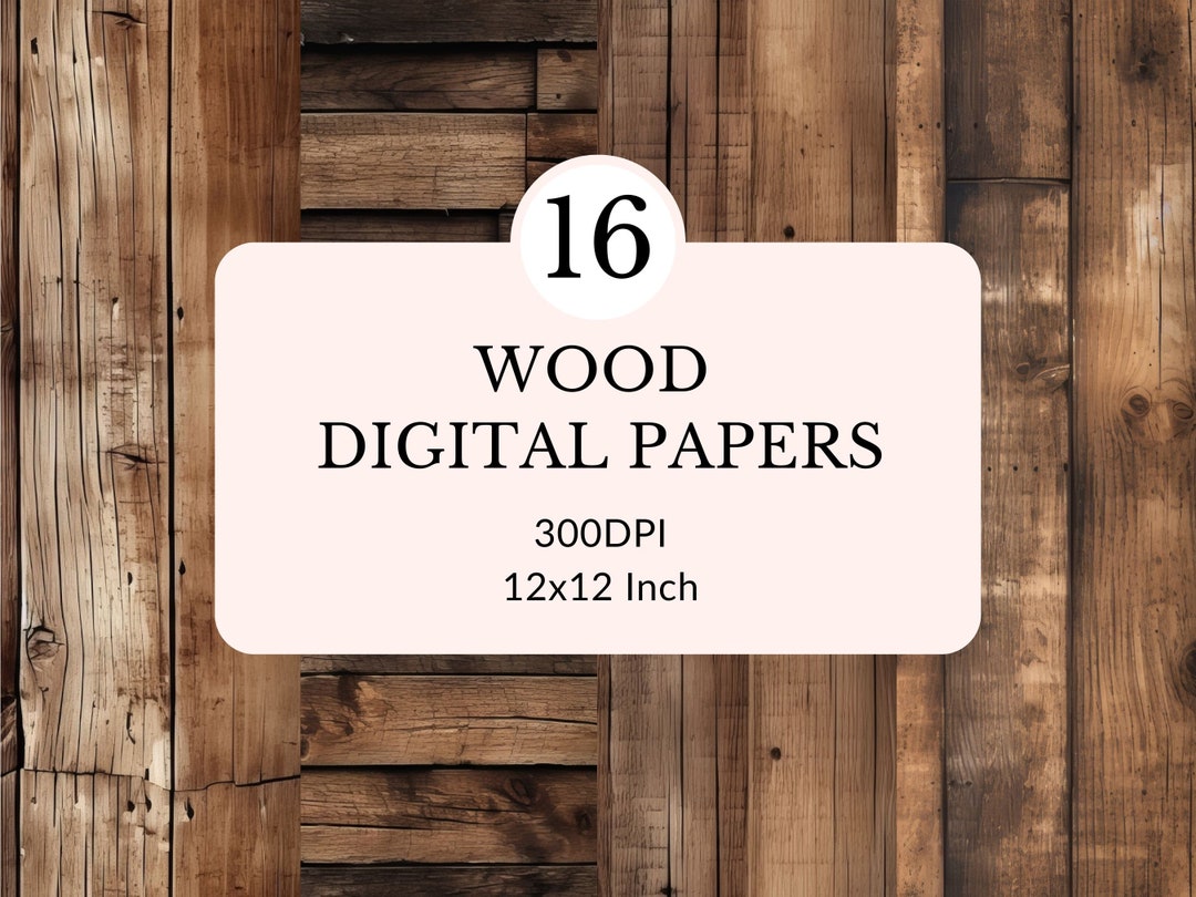 16-pack Wood Digital Paper, Scrapbooking Ephemera, Vintage & Rustic ...